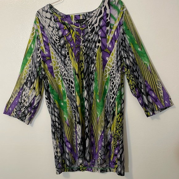 N Touch | Tops | N Touch X Boho Multicolored Blouse Shirt Long Sleeve V ...